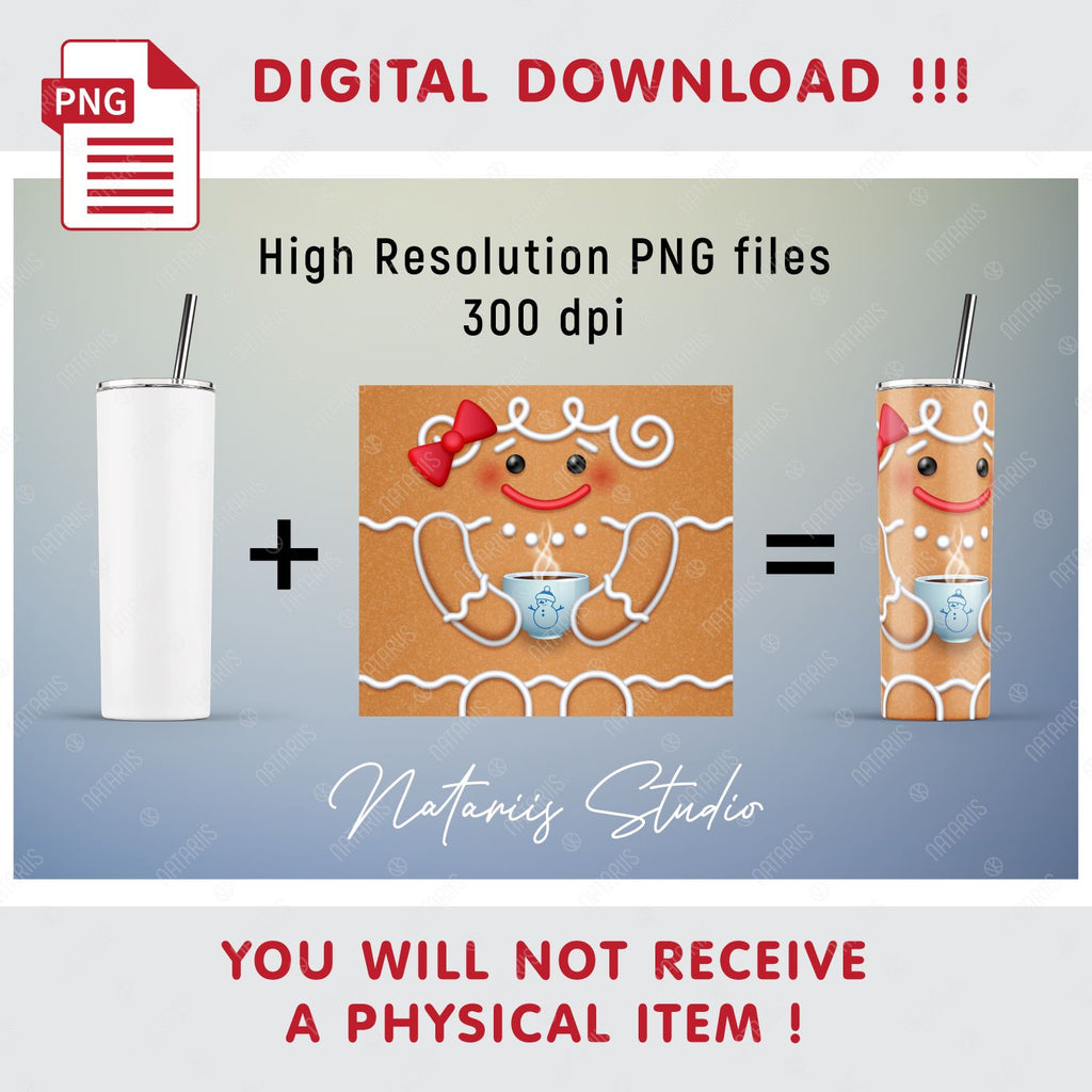 Christmas Gingerbread sublimation design - 20oz TUMBLER - So Fontsy