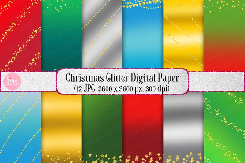 Christmas Glitter Digital Papers Backgrounds - So Fontsy