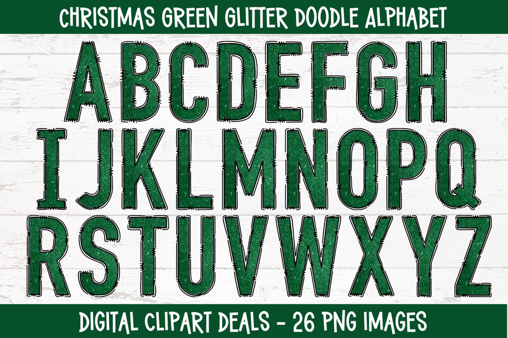 Christmas Glitter Alpha Doodle BIG Bundle - 5 Christmas Doodle Alphabet ...
