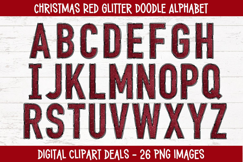 Christmas Glitter Alpha Doodle BIG Bundle - 5 Christmas Doodle Alphabet ...
