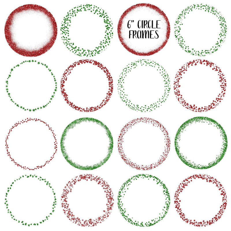 Christmas Glitter Frames and Borders PNG Clipart Bundle - So Fontsy