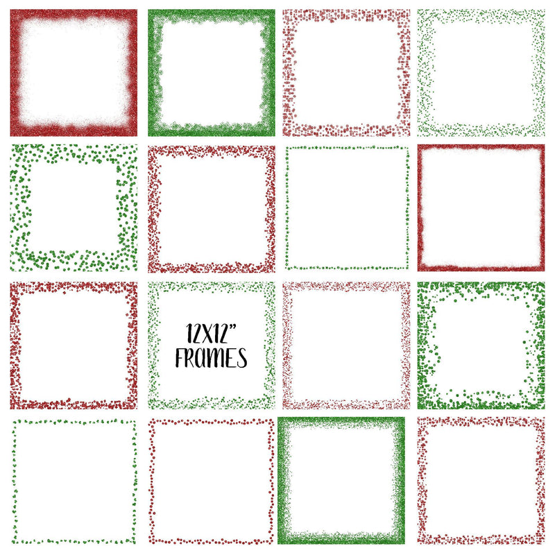 Christmas Glitter Frames and Borders PNG Clipart Bundle - So Fontsy