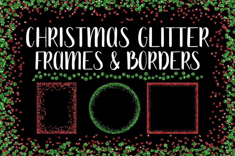 Christmas Glitter Frames and Borders PNG Clipart Bundle - So Fontsy