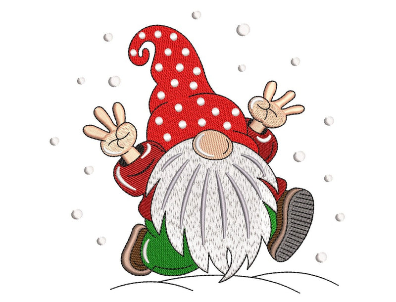 Christmas Gnome Embroidery Design, 3 sizes, Instant Download - So Fontsy