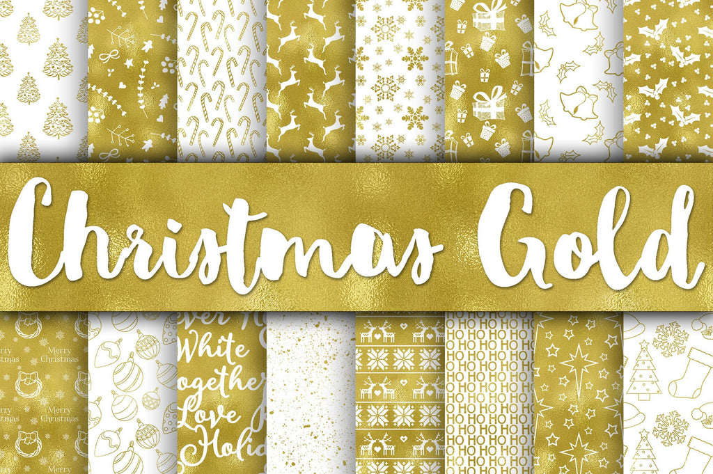 Christmas Gold Digital Papers - So Fontsy