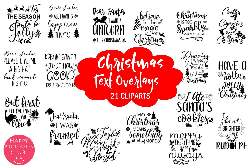 Christmas Holidays Text Overlays Clipart-Christmas Overlays - So Fontsy