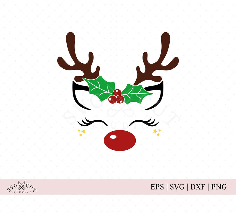 Christmas Holly Reindeer SVG files - So Fontsy