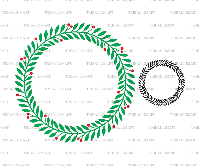 Christmas Holly Wreath. Cut files for Cricut. Clip Art silhouette (eps ...