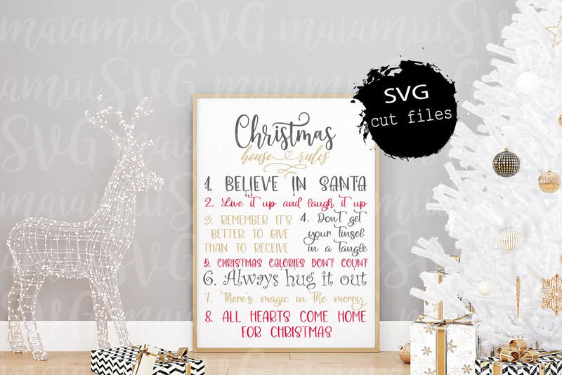 Christmas House Rules Svg, Funny Christmas Svg, Christmas Sign for ...