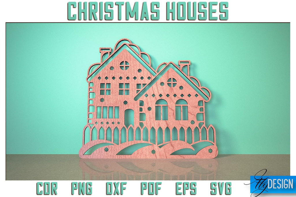 Christmas Houses SVG Design | Christmas Decoration SVG | Gift Design S ...