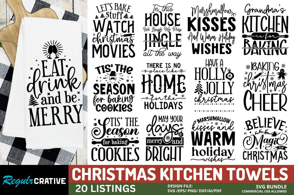 Christmas Kitchen Towels SVG Bundle - So Fontsy