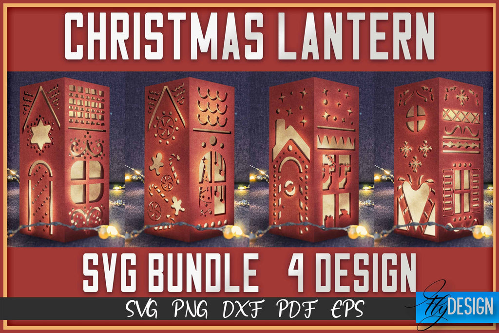Christmas Lantern SVG Bundle | Paper Cut SVG | Christmas Design - So Fontsy