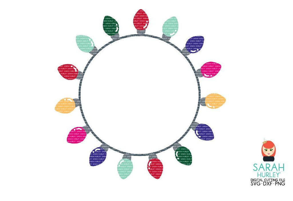 Christmas Lights Circle Frame - So Fontsy