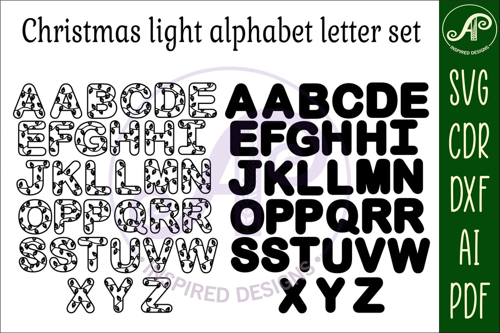 Christmas lights letters alphabet set. 33 layered letter - So Fontsy