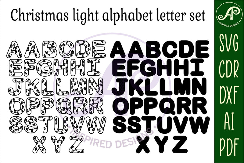 Christmas lights letters alphabet set. 33 layered letter - So Fontsy