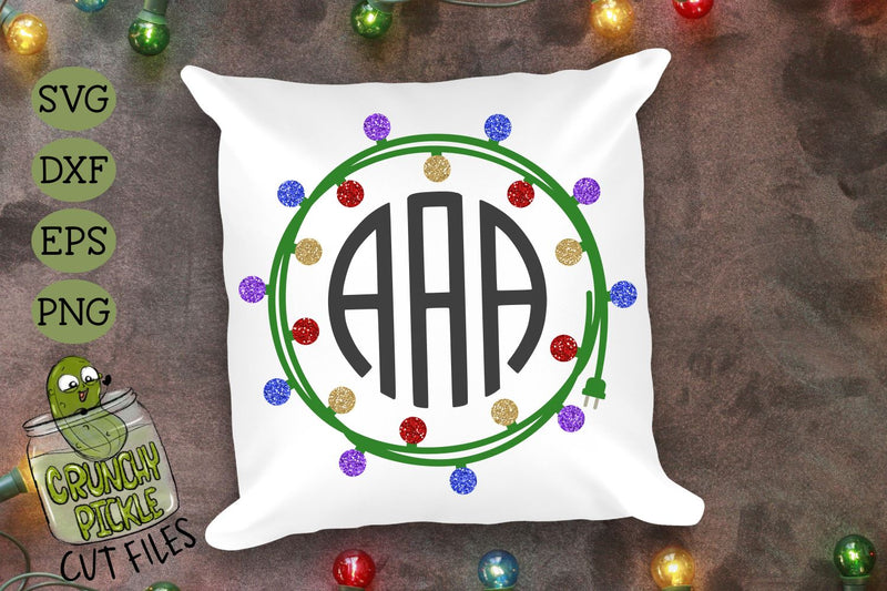 Christmas Lights Monogram Frame SVG Bundle - So Fontsy