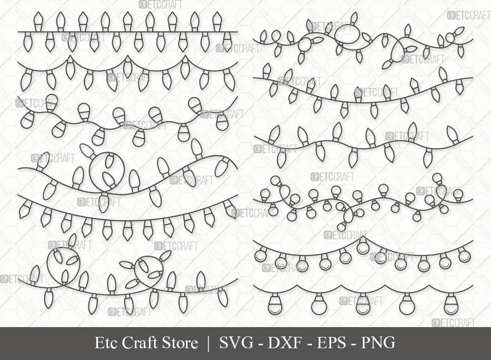 Christmas Lights Outline SVG Cut File | Lights Svg | Light Strand Svg ...
