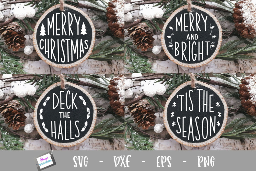Christmas Mini Bundle - 4 Round Ornament SVG Designs - So Fontsy