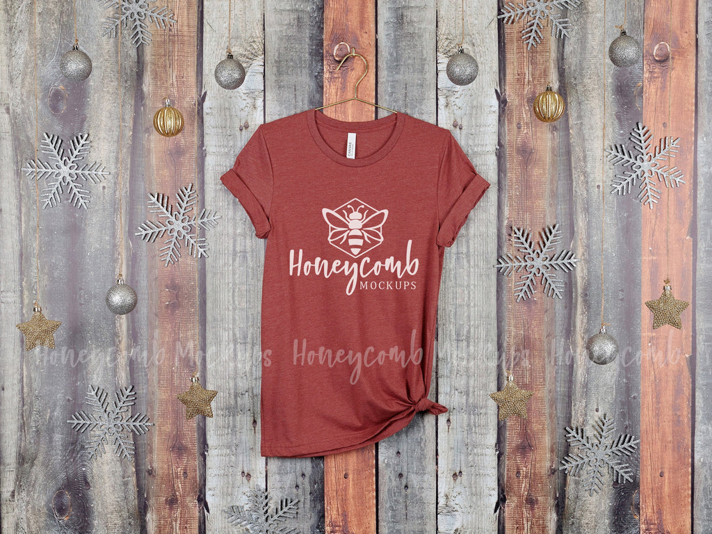 Christmas Mockup, Heather Clay Bella Canvas 3001 T-Shirt Mockup ...
