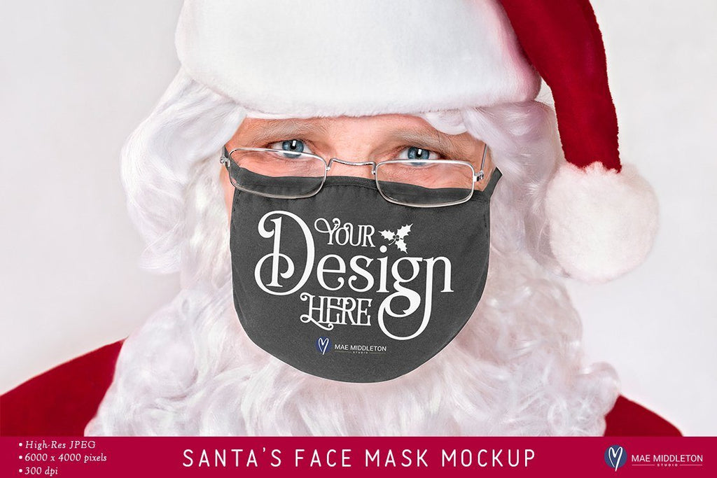 Christmas Mockup | Santa with Face Mask styled photo - So Fontsy