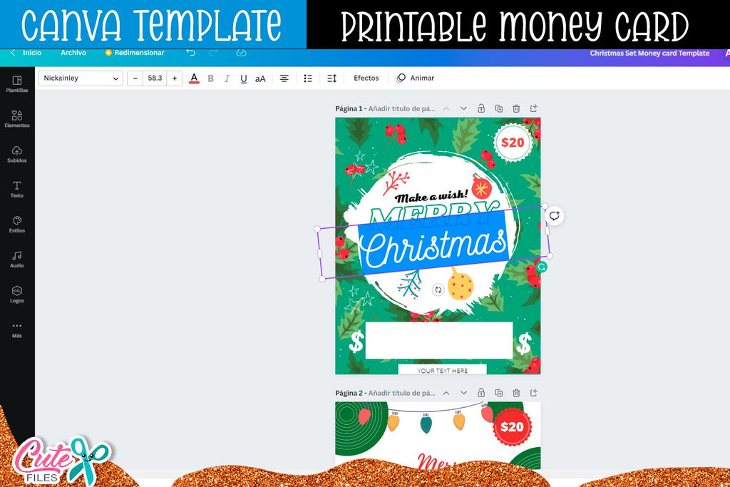 Christmas Money Card Canva Template - So Fontsy