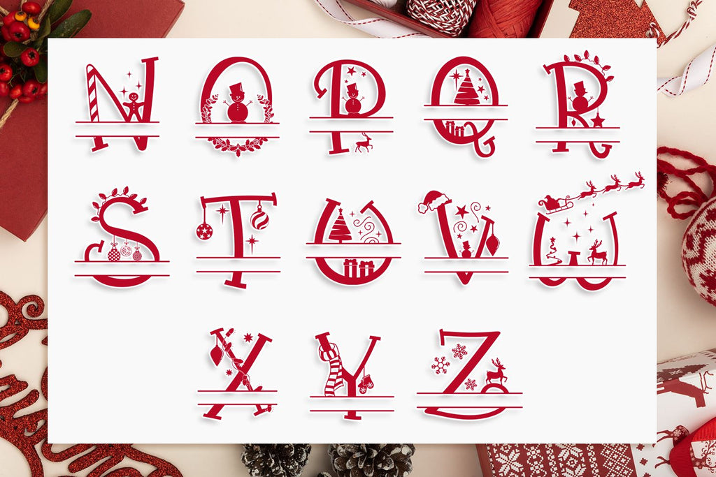 Christmas Monogram SVG Alphabet + Huge Bonus - So Fontsy