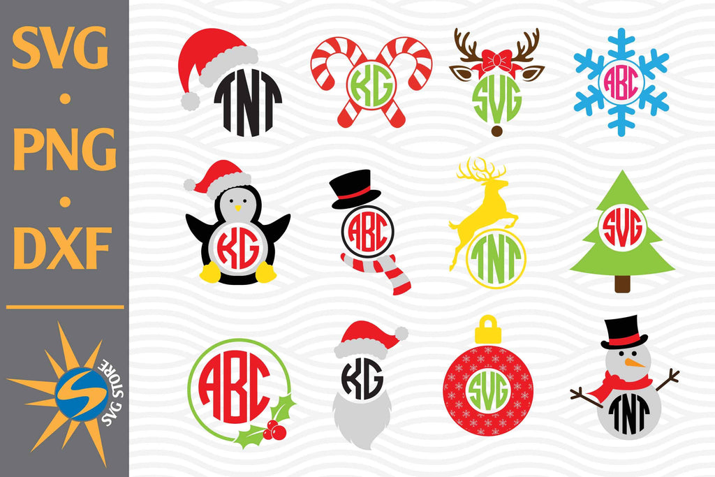 Christmas Monogram SVG, PNG, DXF Digital Files Include - So Fontsy