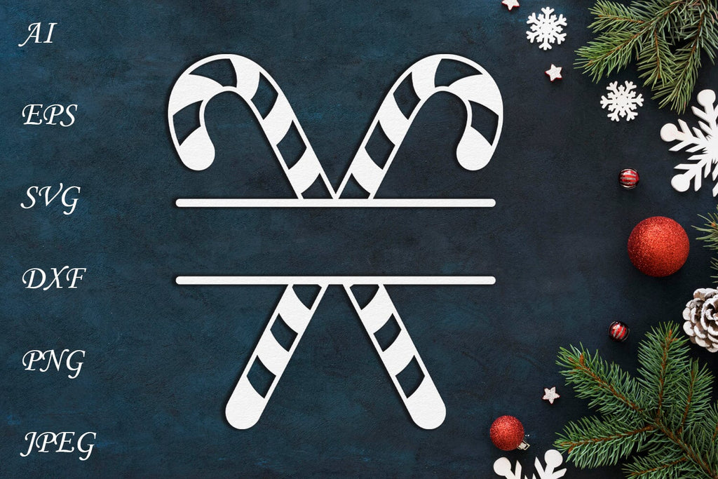 Christmas monogram with candy cane, Split monogram frame - So Fontsy