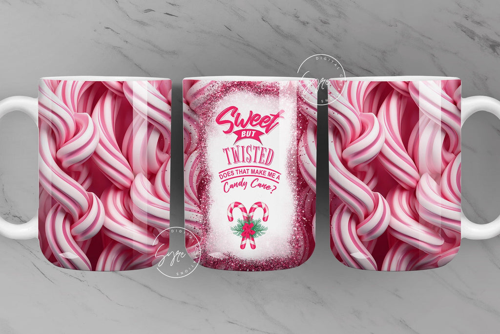Christmas Mug Wrap, Candy Cane Mug Design, Sweet But Twisted - So Fontsy