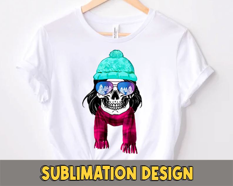 Christmas New year Skull with hair PNG, Skull with Hair Halloween ...