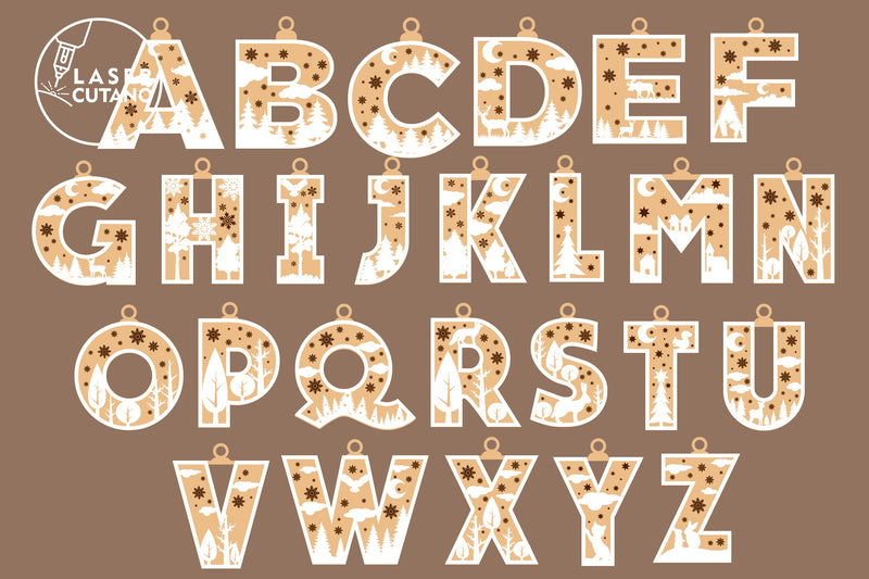 CHRISTMAS ORNAMENT Alphabet Bauble Bundle Multilayer Laser Cut Files ...