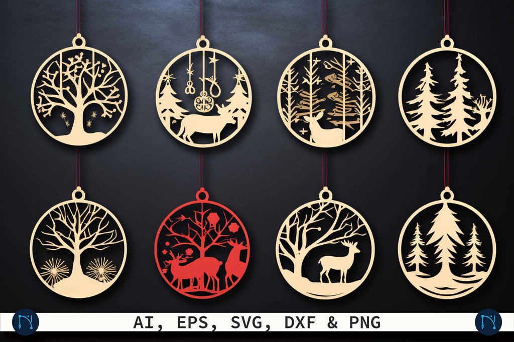 Christmas Ornament Laser Cut Bundle SVG - So Fontsy