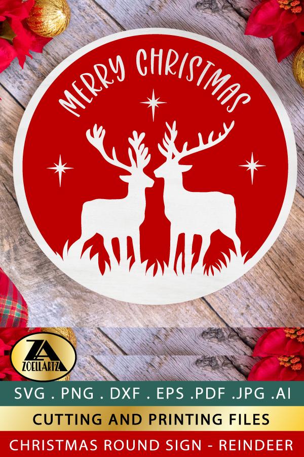 Christmas Ornament SVG Home Round Sign Winter REINDEER SVG - So Fontsy