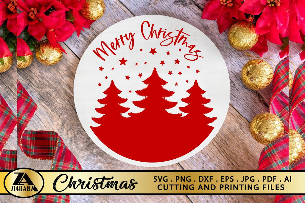 Christmas Ornament SVG Merry Christmas Tree Round Sign SVG Cricut Santa ...