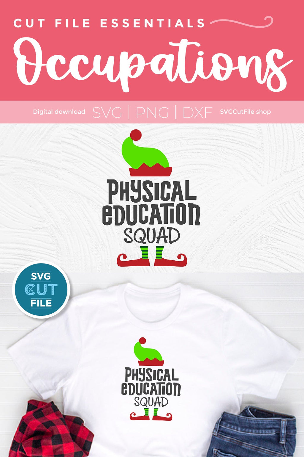 Christmas Physical Education svg, Elf Sublimation png - So Fontsy