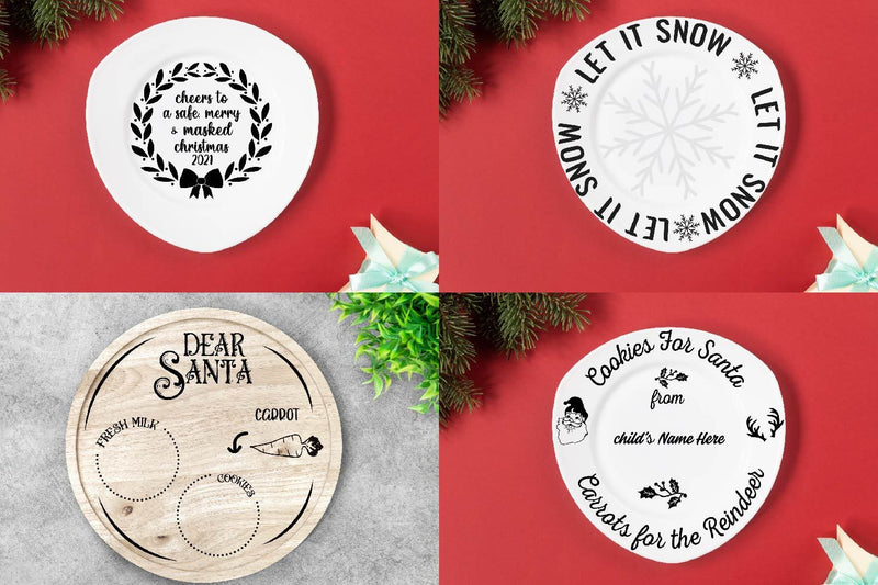 Christmas Plate & Santa tray svg bundle, Christmas Svg - So Fontsy