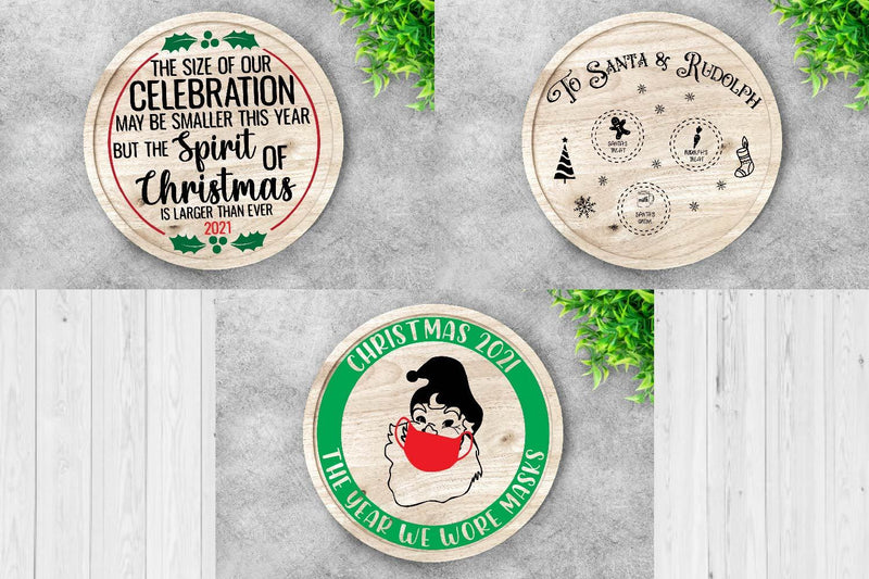 Christmas Plate & Santa tray svg bundle, Christmas Svg - So Fontsy