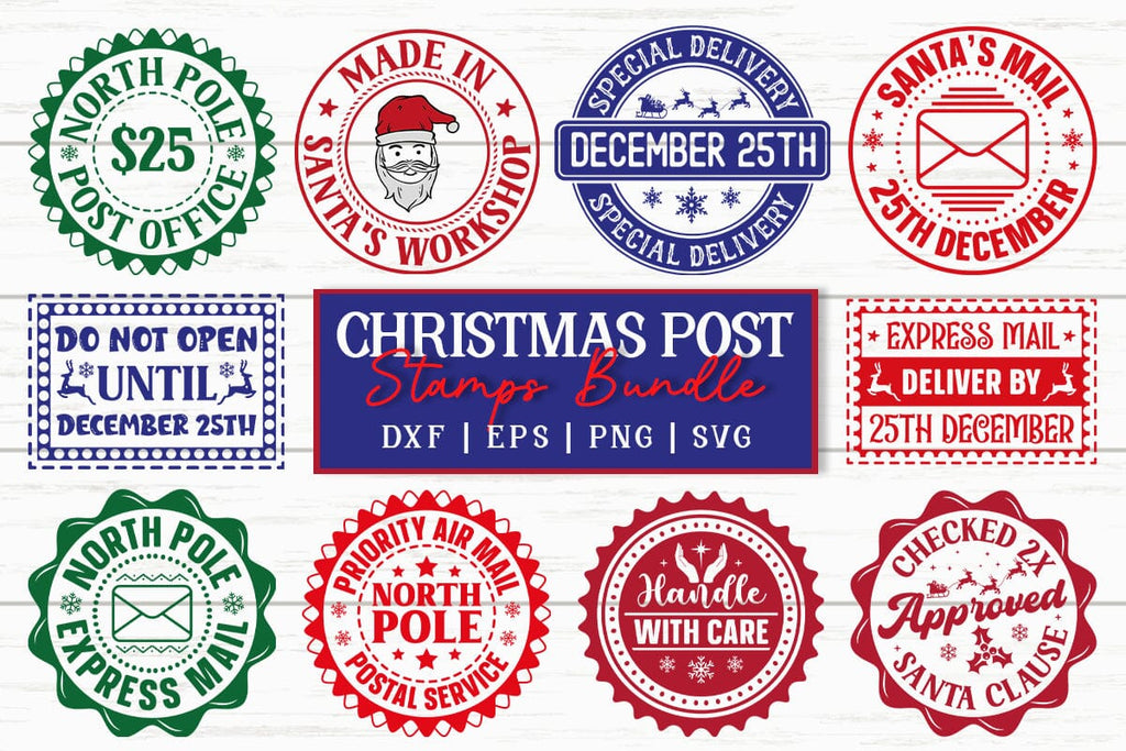 Christmas Post Stamps Bundle, Santa svg, North pole express, Santa ...
