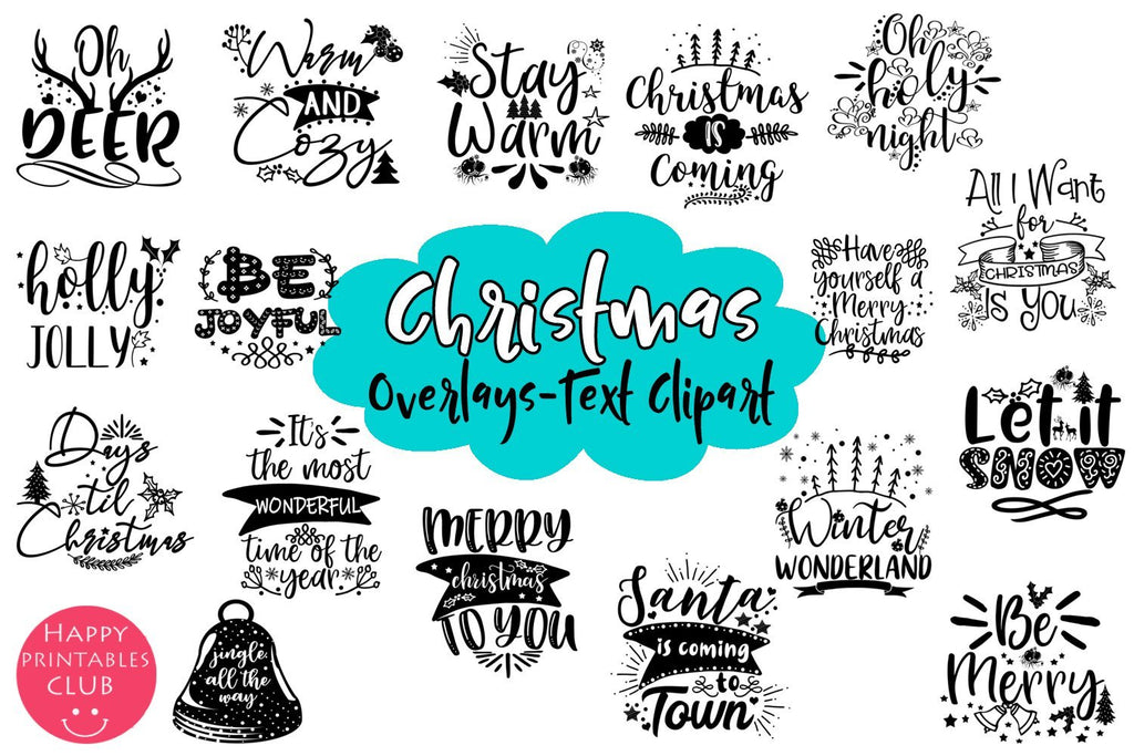 Christmas Quotes Overlays- Text Overlays-Holiday Clipart - So Fontsy