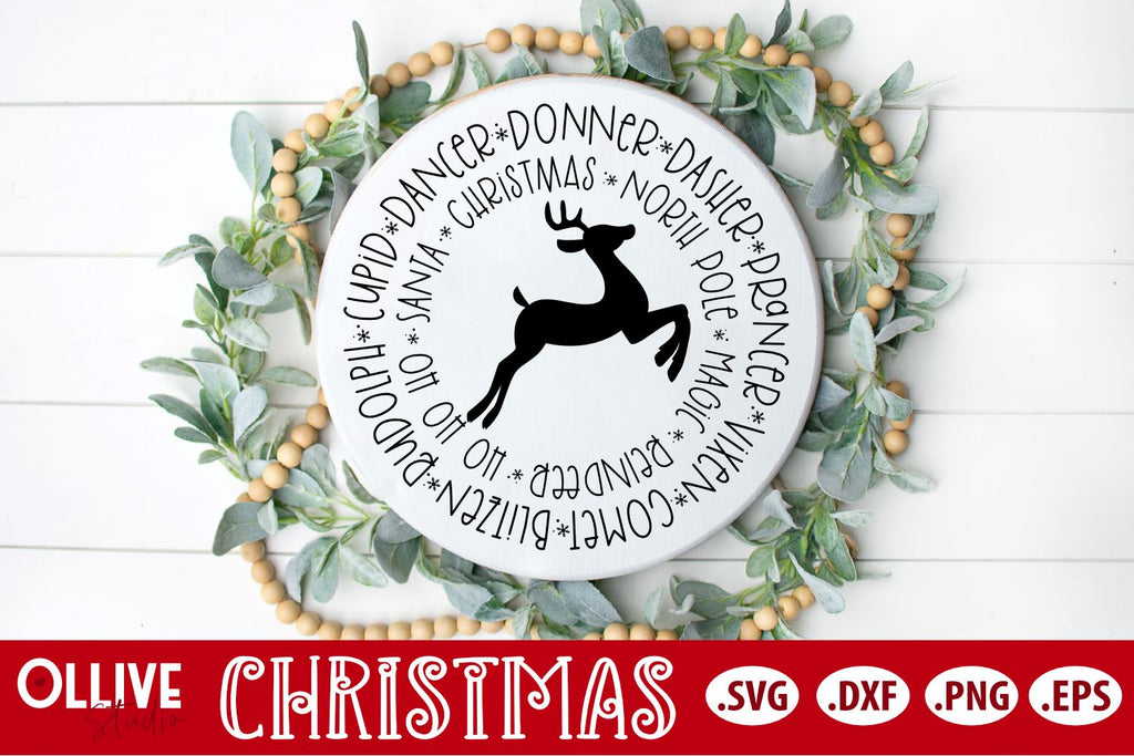 Christmas Reindeer Round SVG - So Fontsy