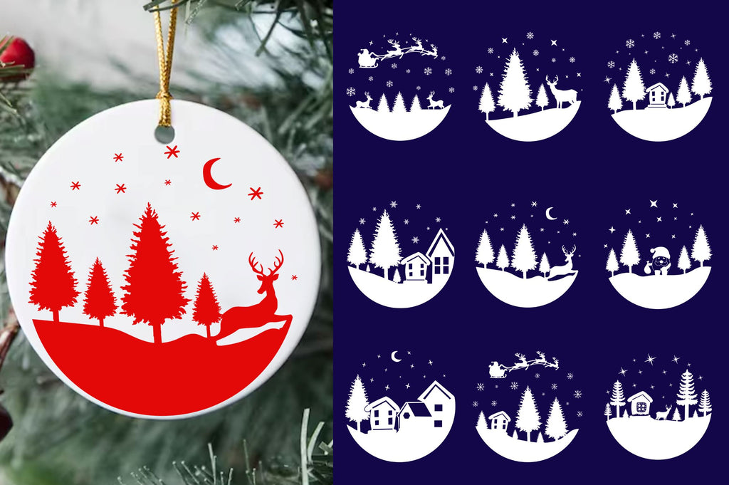 Christmas Round Scene Ornament SVG Bundle - So Fontsy