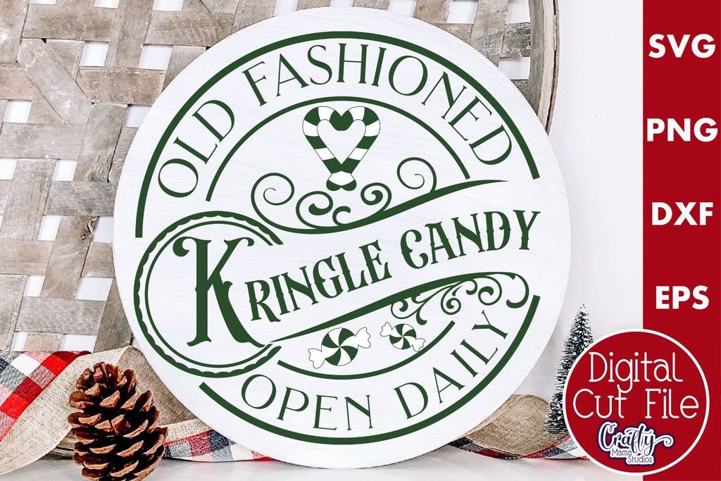 Christmas Round Sign Svg, Kringle Candy Company Door Hanger - So Fontsy