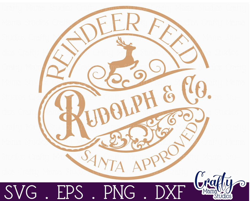 Christmas Round Sign Svg, Reindeer Feed Co Door Hanger - So Fontsy