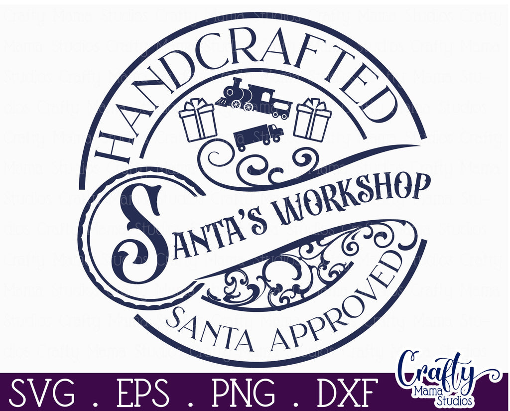 Christmas Round Sign Svg, Santa's Workshop Door Hanger - So Fontsy