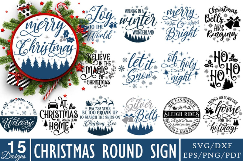 Christmas Round Signs SVG Bundle, Rustic Christmas Signs SVG Bundle ...