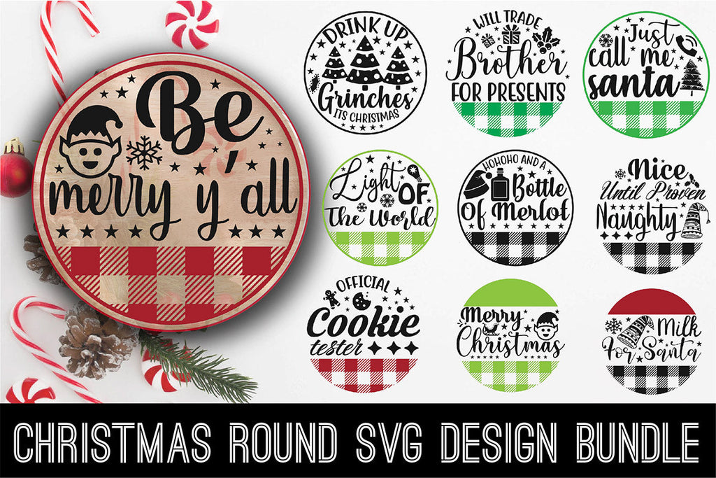 Christmas Round Svg Design Bundle - So Fontsy