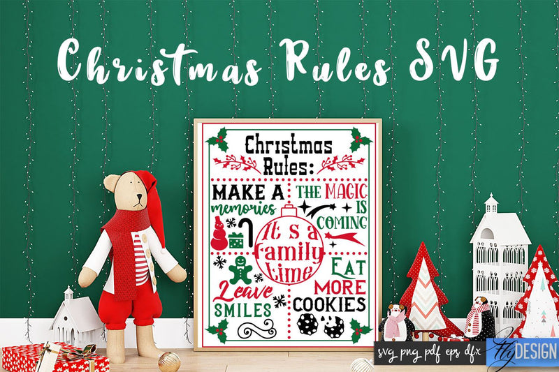 Christmas Rules SVG | Funny Family SVG | Christmas Quotes - So Fontsy