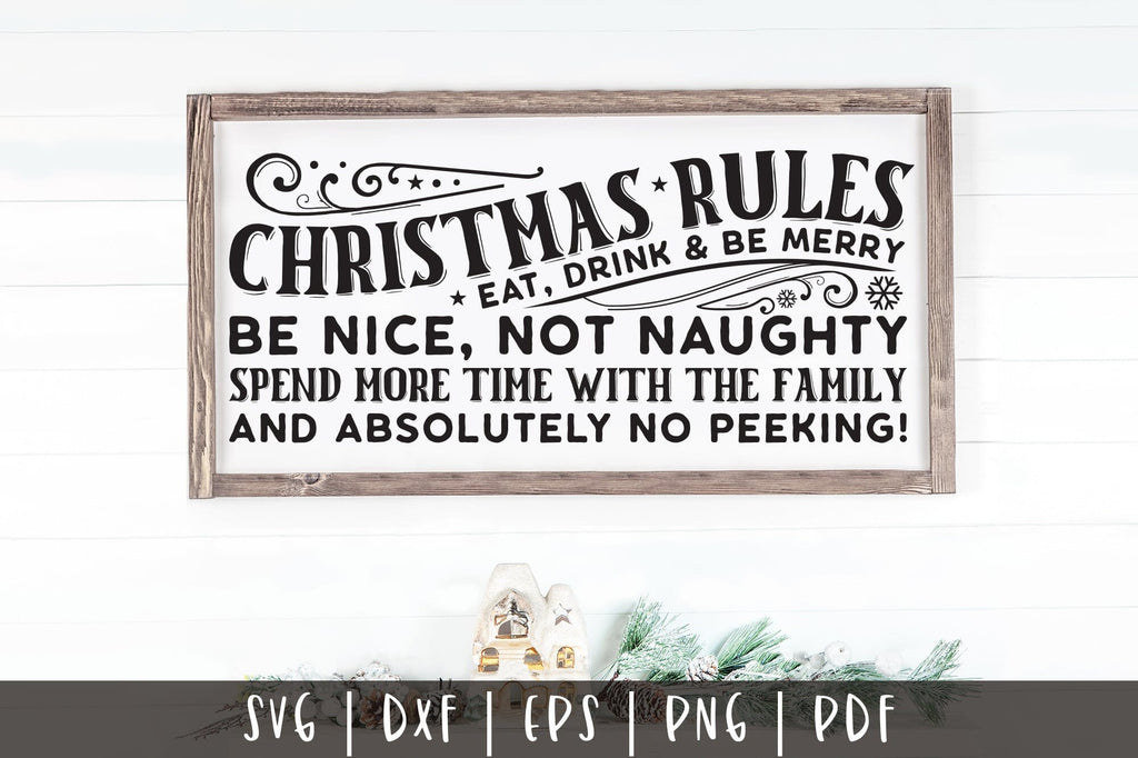Christmas Rules, Vintage Christmas Sign SVG - So Fontsy