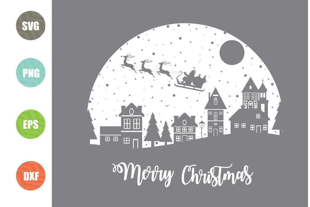 Christmas Scene Svg, Christmas Scene with Santa svg, Christmas svg - So ...