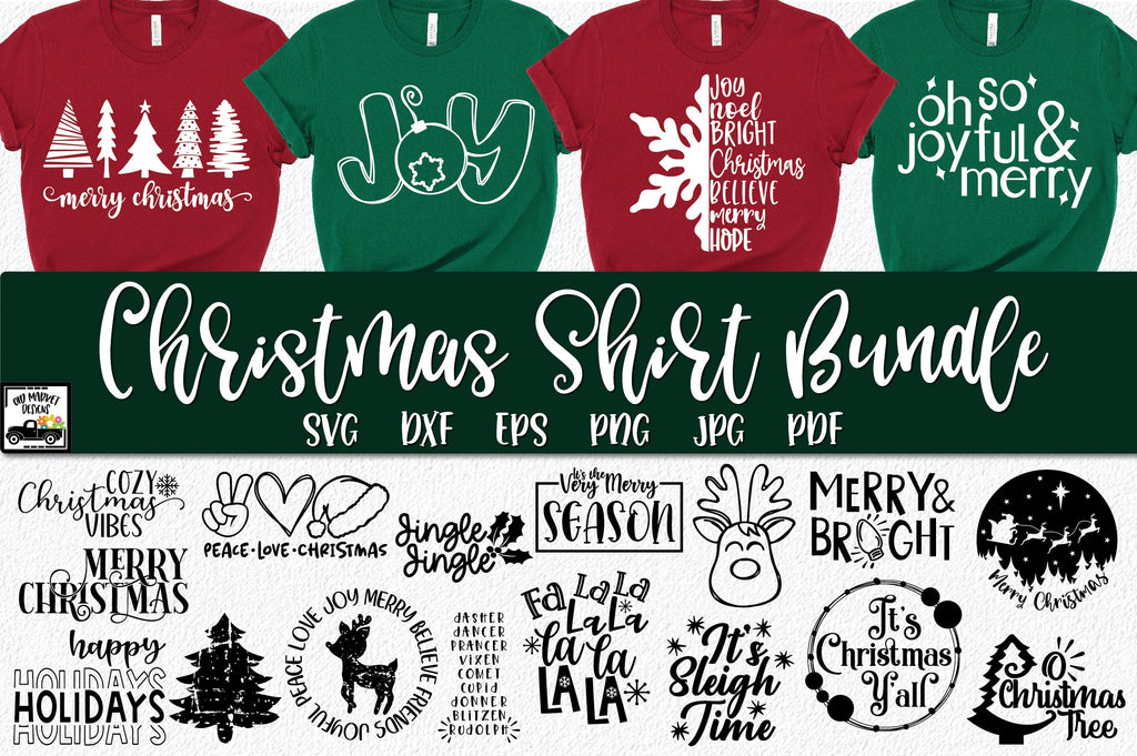Christmas Shirt Bundle - 20 Christmas SVG Files - So Fontsy